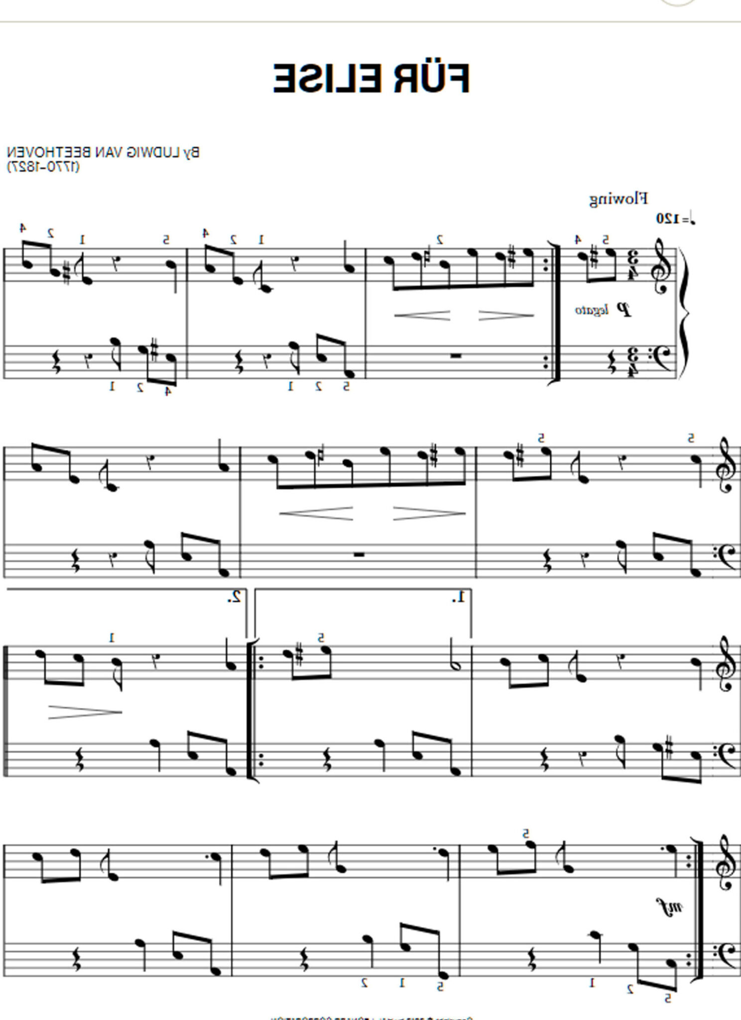 Downloaden: Für Elise Noten PDF für Klavier und Gitarre für Anfänger ...